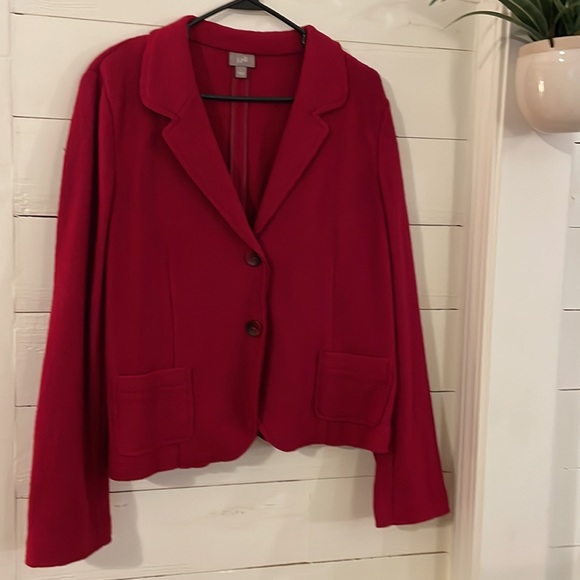 J. Jill | Jackets & Coats | J Jill Red Boiled Wool Blazer Size Large | Poshmark